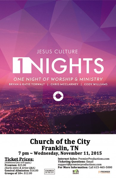Jesus Culture One Night Tour – Announcements